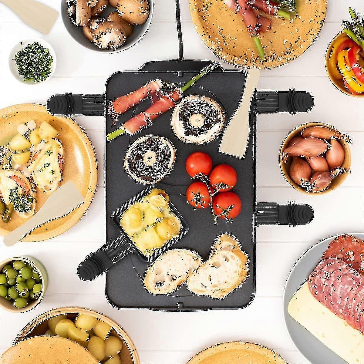 4pcs Coupelle Raclette Barbecue Et 4pcs Spatules Raclette En Bois Polon ...