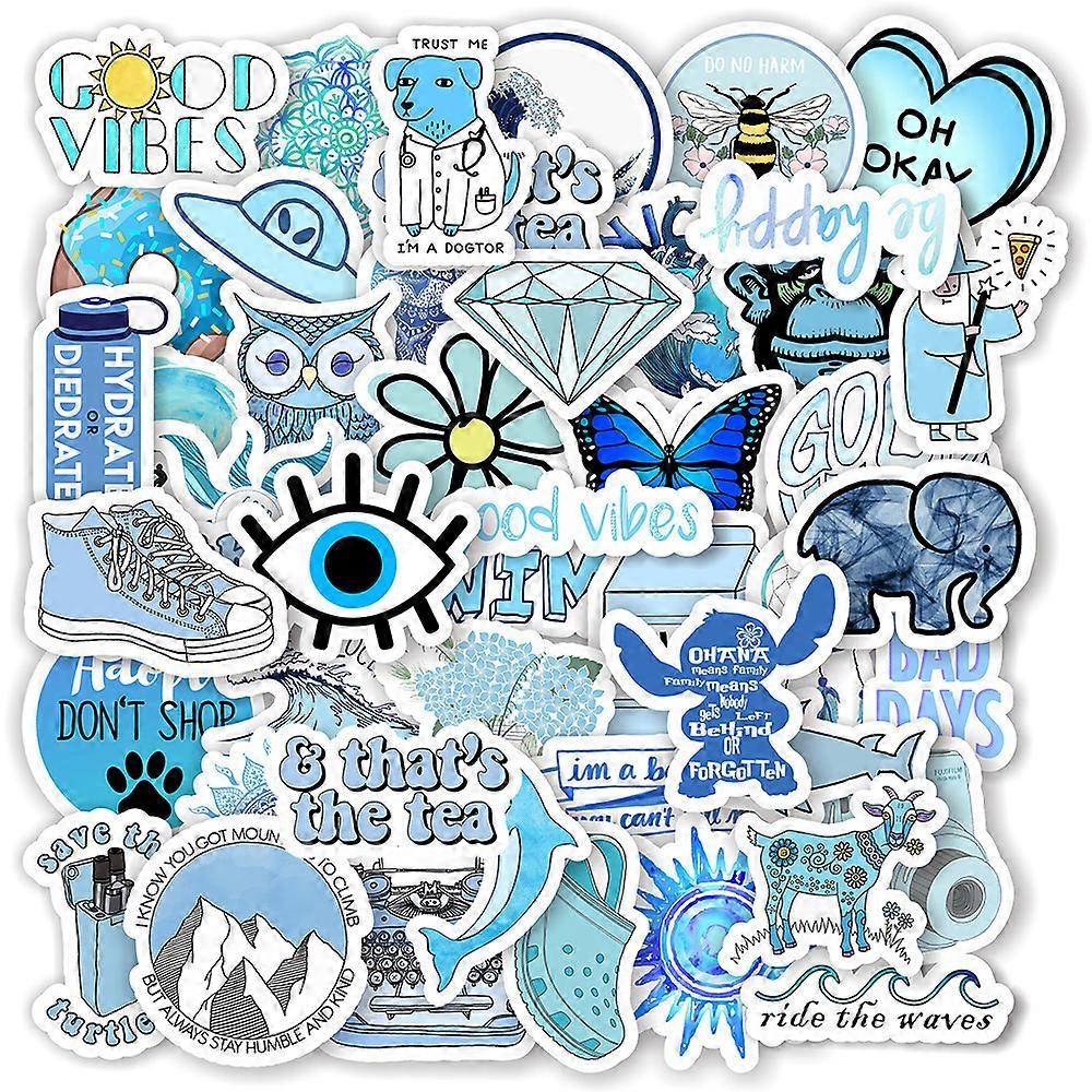 50 Blue Sticker Pack, Cute Blue Stickers Waterproof Vinyl Stickers, Boy ...