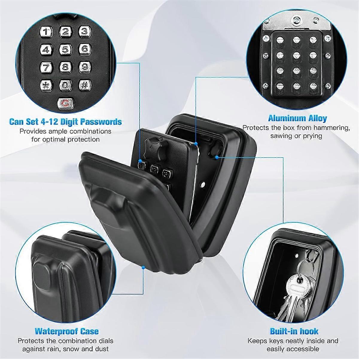 Key Lock Box for Outdoor Use, 12-Position Combination Key Storage Box ...