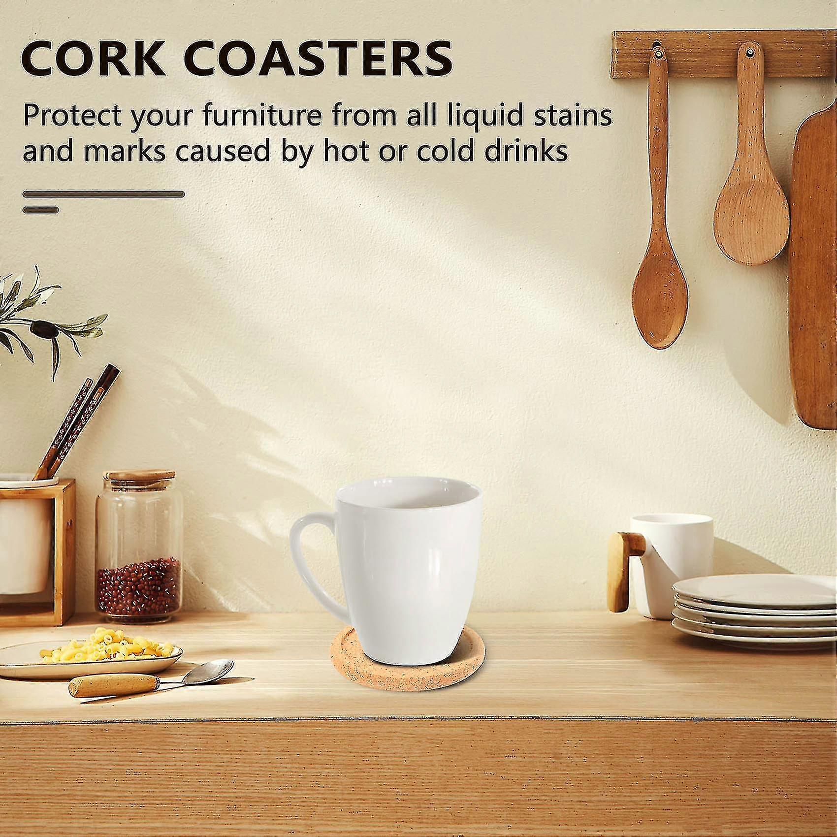 Cork Coasters With Lip For Drinks Absorbent Thick Rustic Saucer With ...