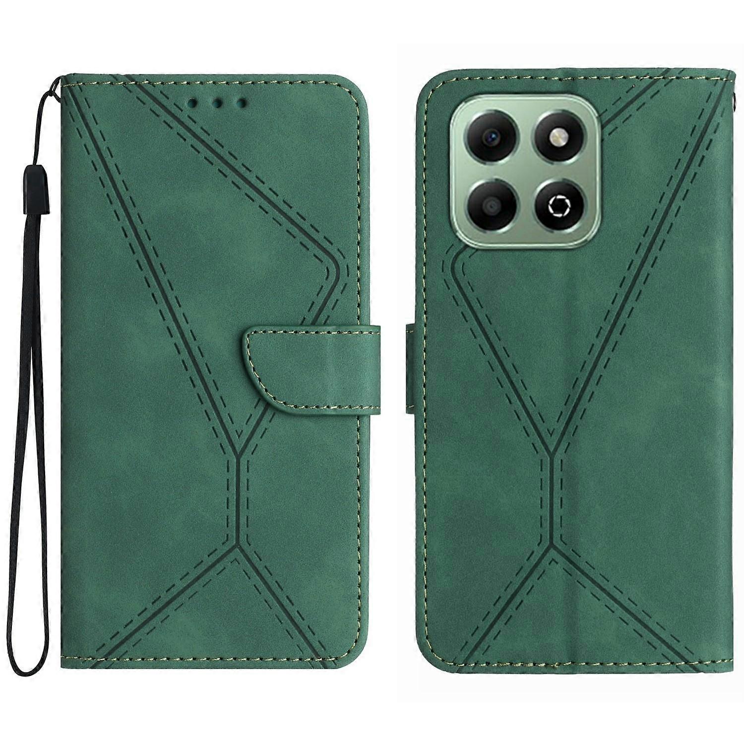 For Honor X7c 4G/200 Smart 5G Case Skin-Touch Lines PU Leather Flip ...