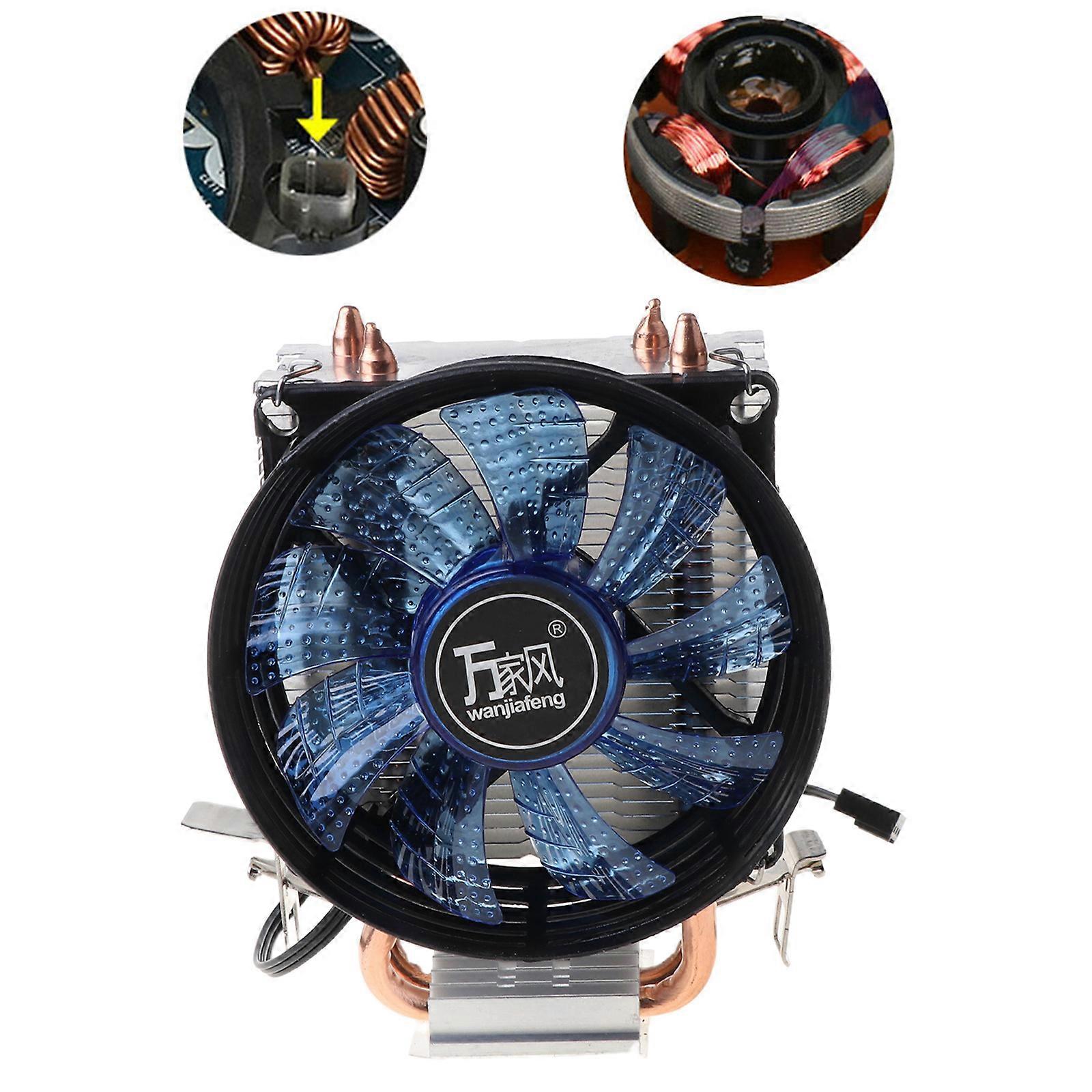 CPU Cooler Master 2 Pure Copper Heat-pipes Fan with Blue Light Cooling ...
