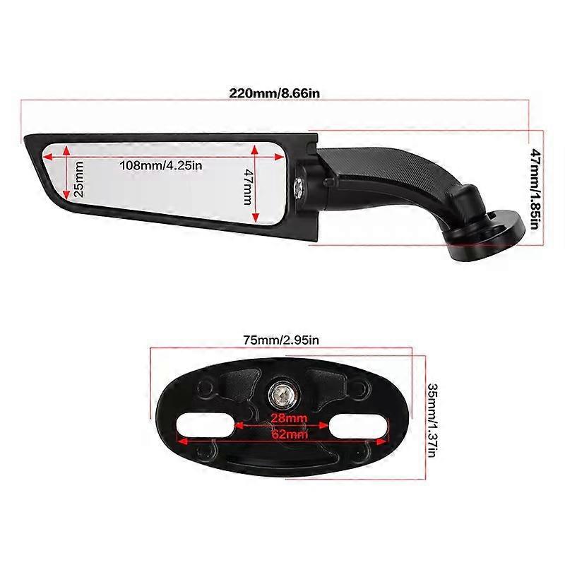 Motorcycle Mirror Modified Wind Wing Adjustable Rotating Rearview ...