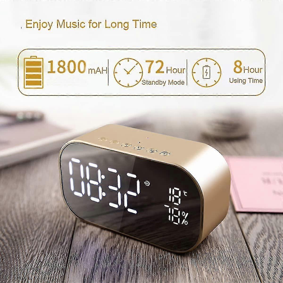 Wireless Bluetooth Speaker Clock,digital Mirror Radio Alarm Clock Usb ...
