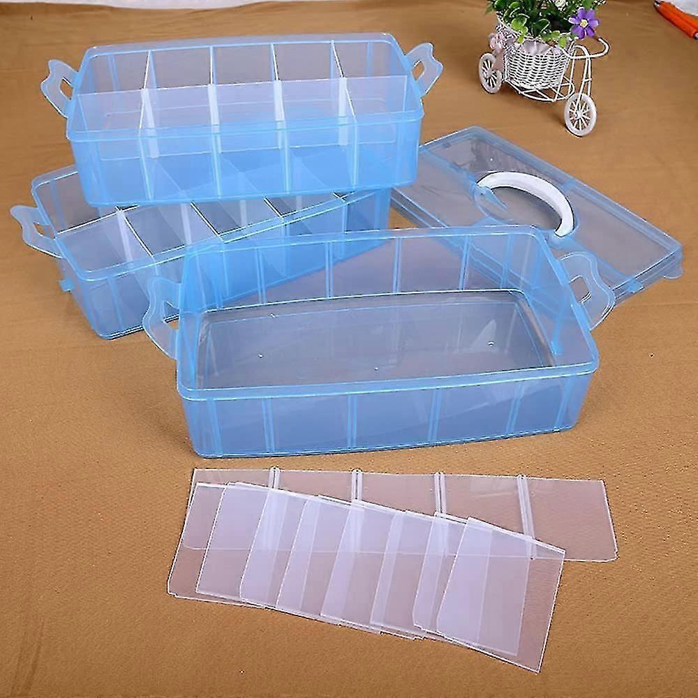 Staable Plastic Storage Box With Handle,large 3 Layer 30 Adjustable ...