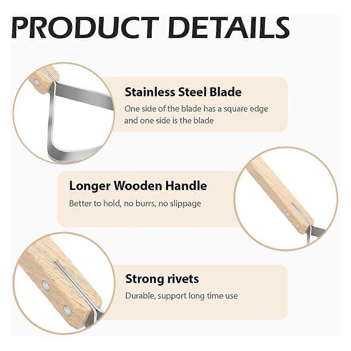 3Pcs Hide Scraper Fleshing Tool Fleshing Knife 11.2in Long Handle ...