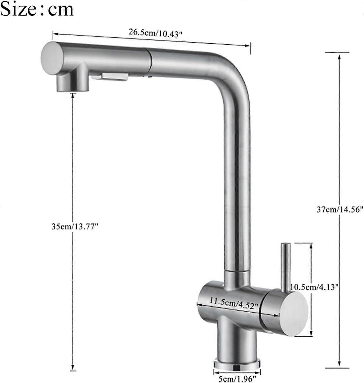 Brushed Nickel Pull Out Kitchen Sink Faucet High-Pressure Two-Mode ...