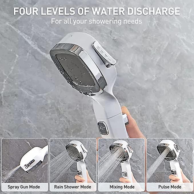 Shower, Hand Shower 4 Jet Types, Pressure Booster Kit With 1.5M Hose ...