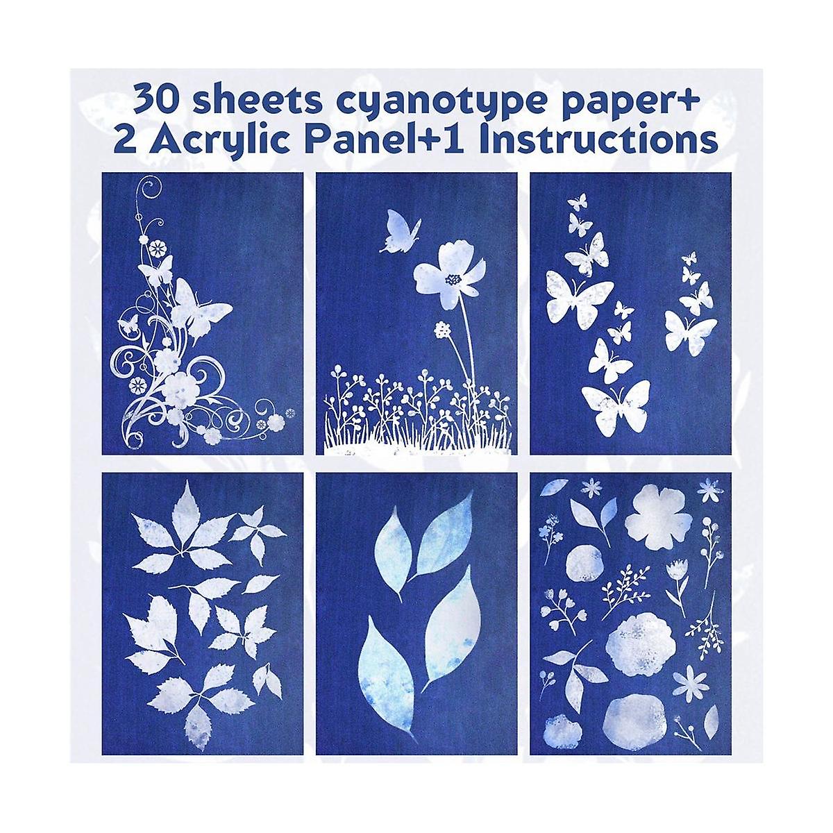 Sun Print Paper Kit, Cyanotype Paper, 32 Sheets Cyanotype Paper with 2 ...