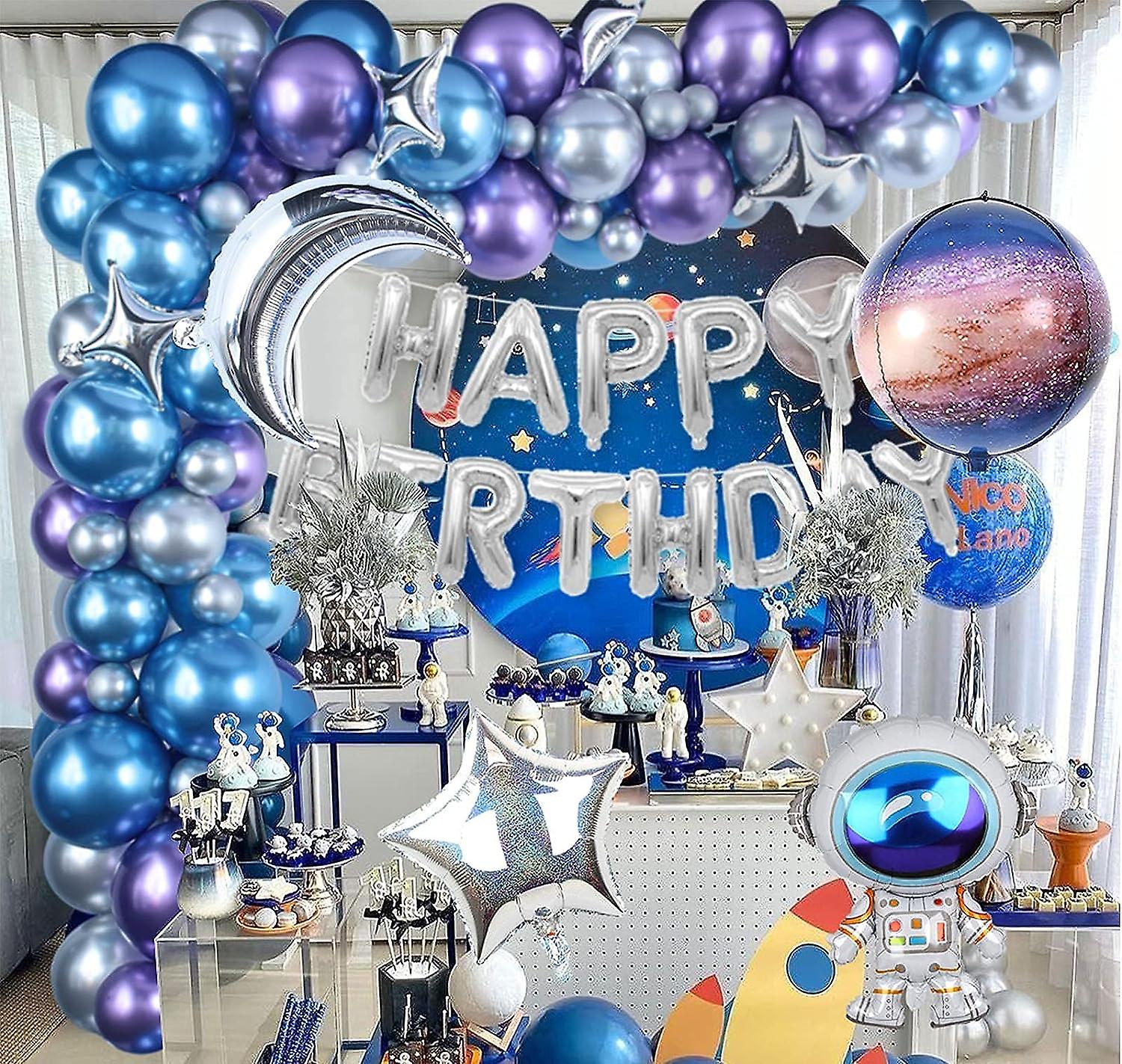 109pcs Outer Space Birthday Party Decoration Metallic Balloon Garland ...