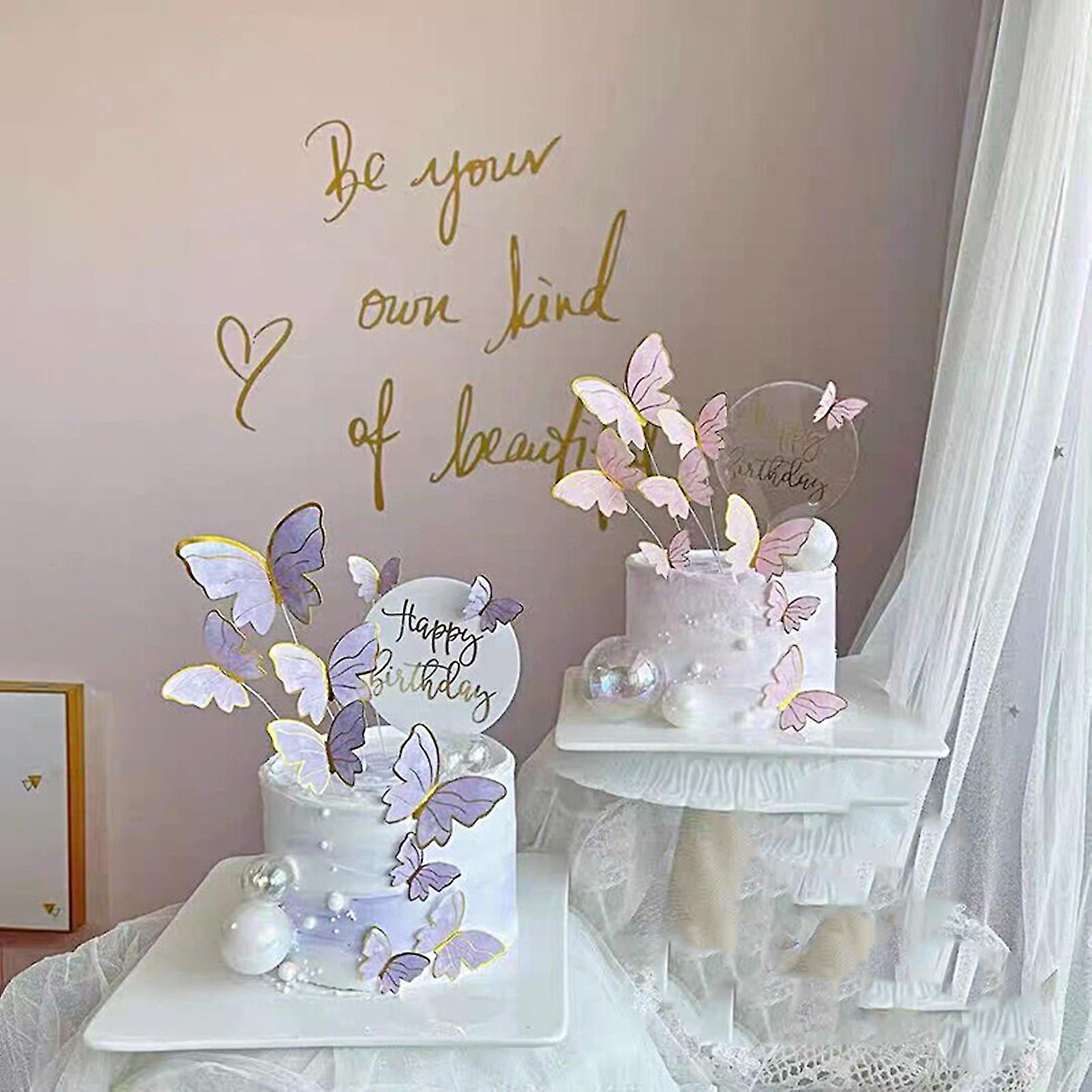 18pcs/set Butterfly Cake Toppers Realistic Vivid Image Food Grade ...