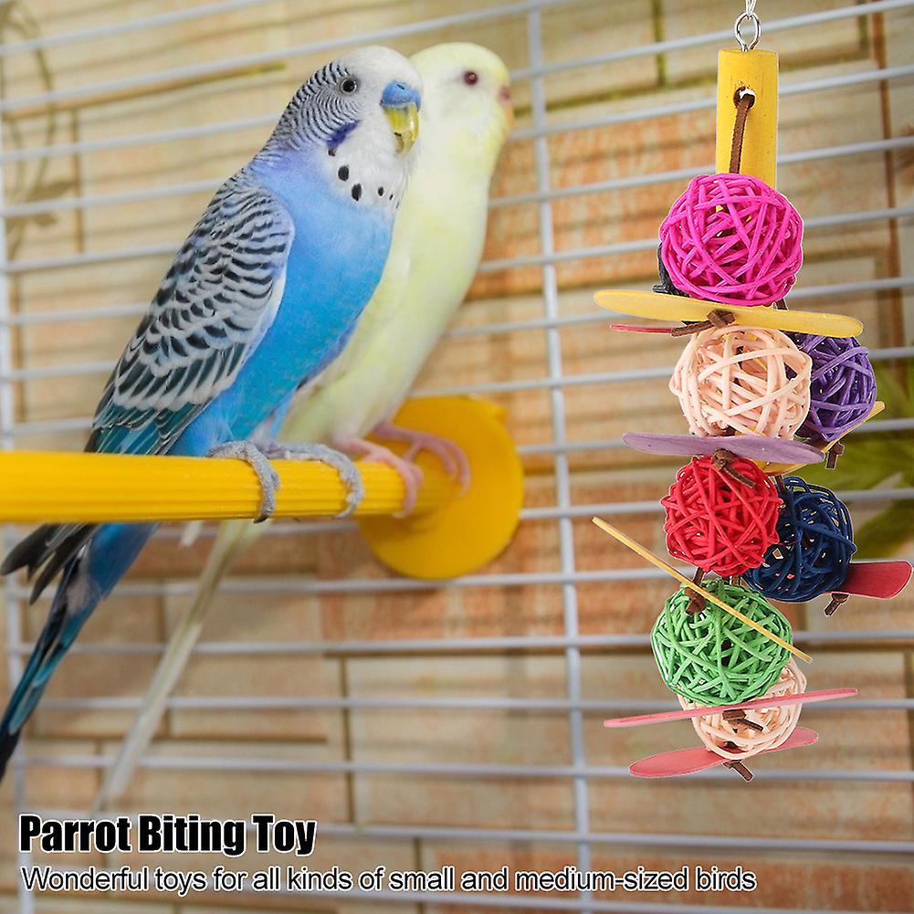 Colorful Sepaktakraw String Pet Parrot Chewing Biting Toy with Hook ...