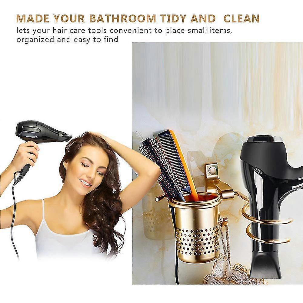 Streamlined Hair Dryer Holder , Space-saving Wall Mount Organizer For Hair Dryer And Accessories ...
