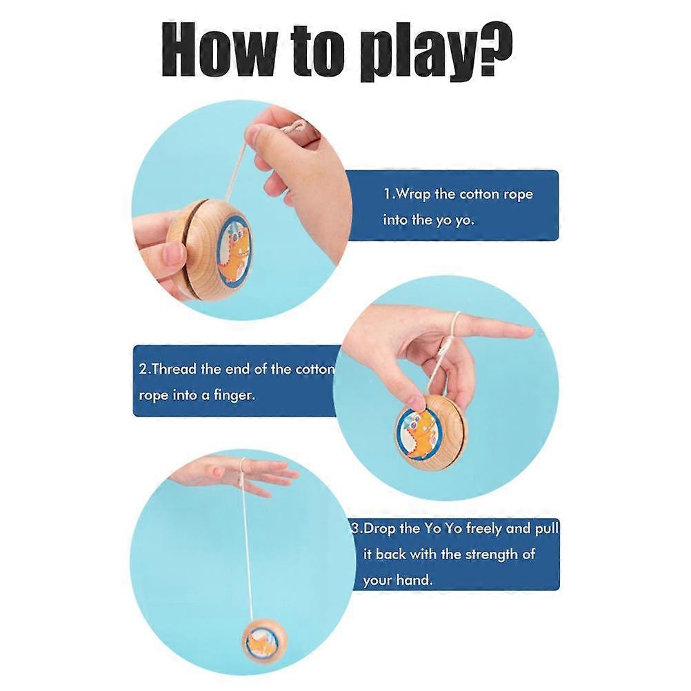 3pcs Wooden Yoyo Ball Responsive Ball Cute Cartoon Animal Classic Kids ...