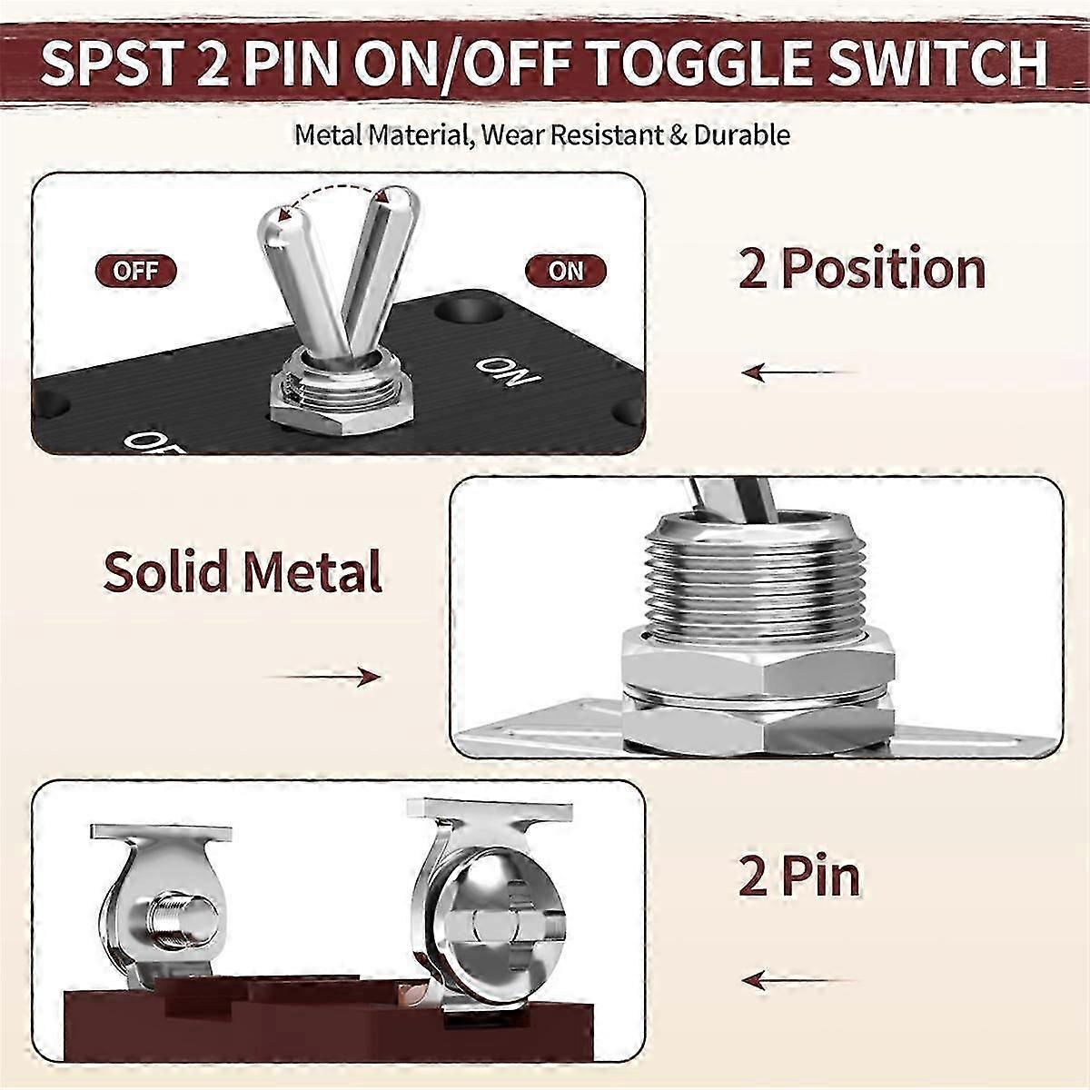 Heavy Duty Toggle Switch 12V DC30A Waterproof Toggle Switch 2 Pin ON ...