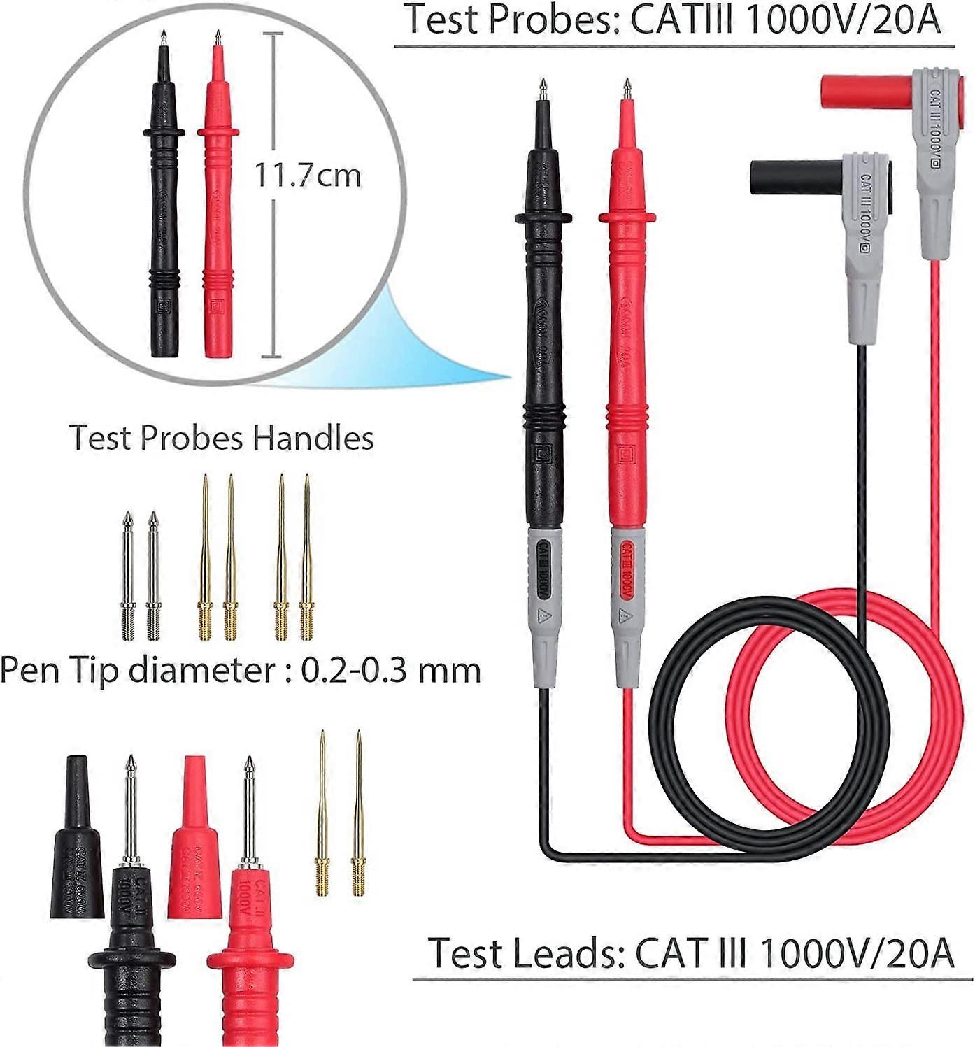 Multimeter Test Leads, 24pcs Electrical Multimeter Test Leads with ...