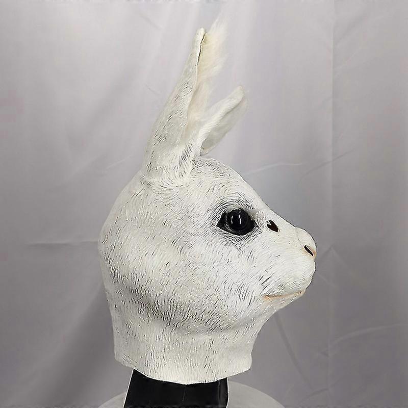 Rabbit Head Mask Performance Latex Plush Animal Mask Masquerade Party ...