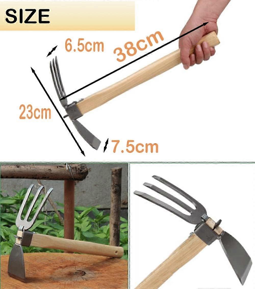 Garden Hoe,Garden Tools Digging Hoe and Rake, Hand Hoe With Wooden ...