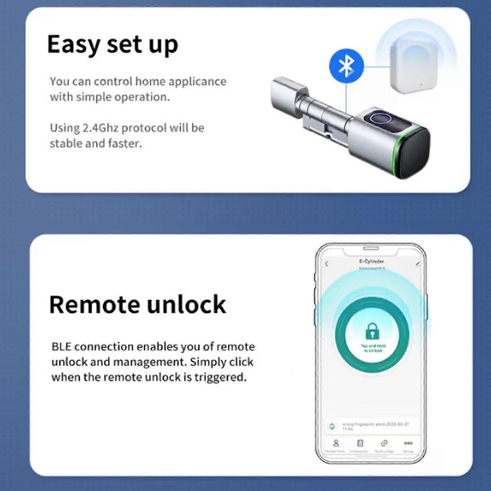 Smart Door Lock Keyless Euro Profile Cylinder Tuya Lock APP Remote ...