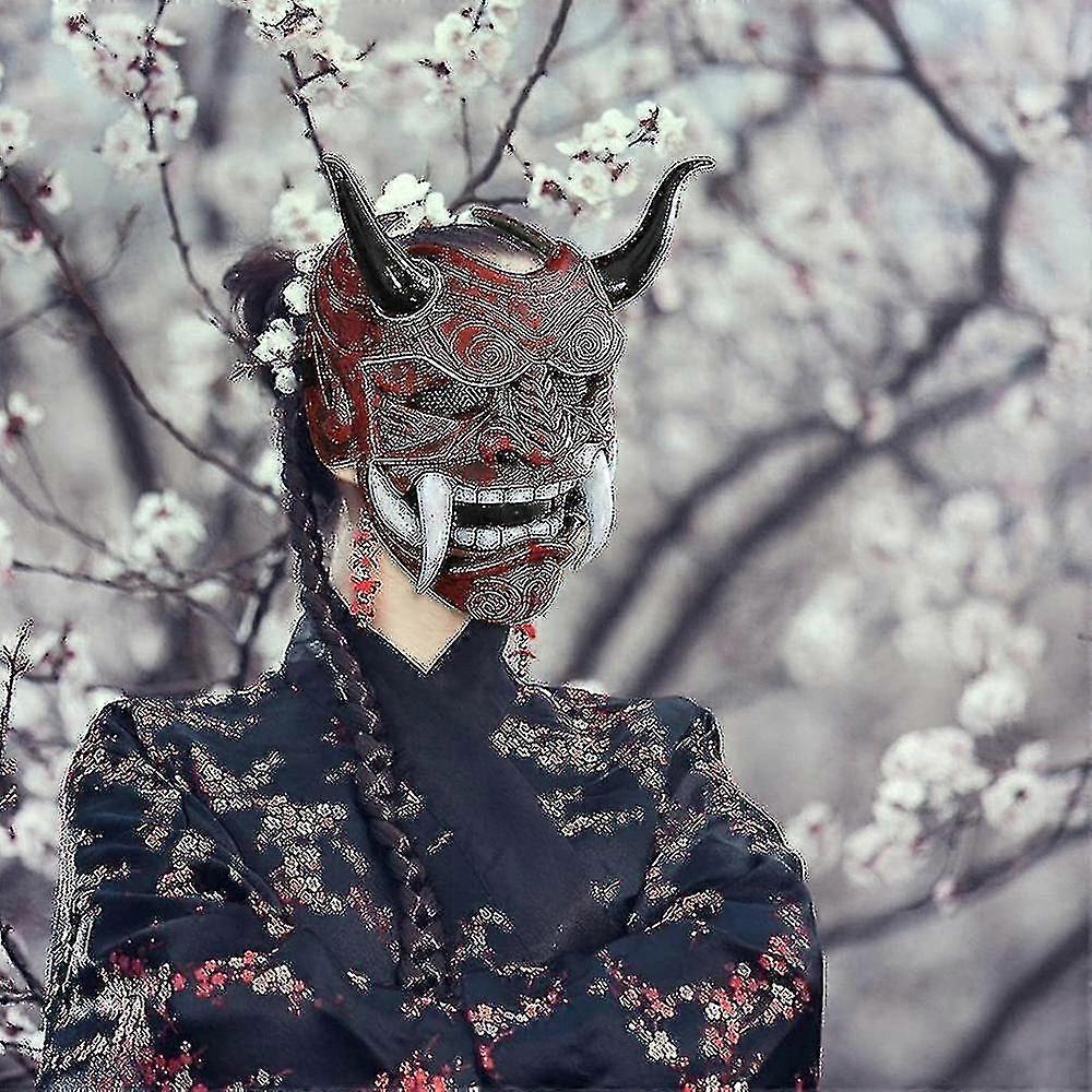 Samurai Oni Mask Japanese Hannya Headgear Mask Halloween Cosplay Fancy ...