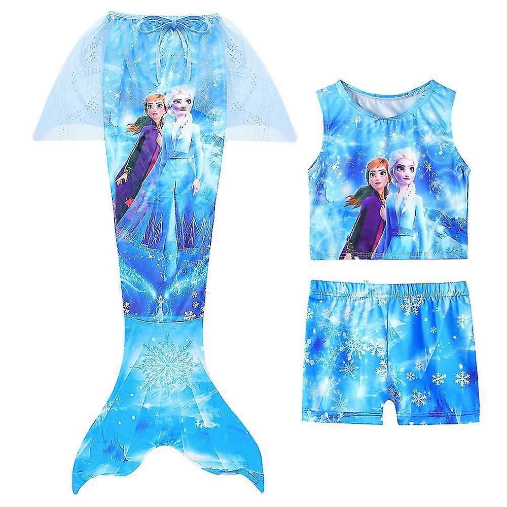 Frozen Elsa Anna Swimwear Kids Girl Mermaid Tail Bikini Set Swimsuit ...