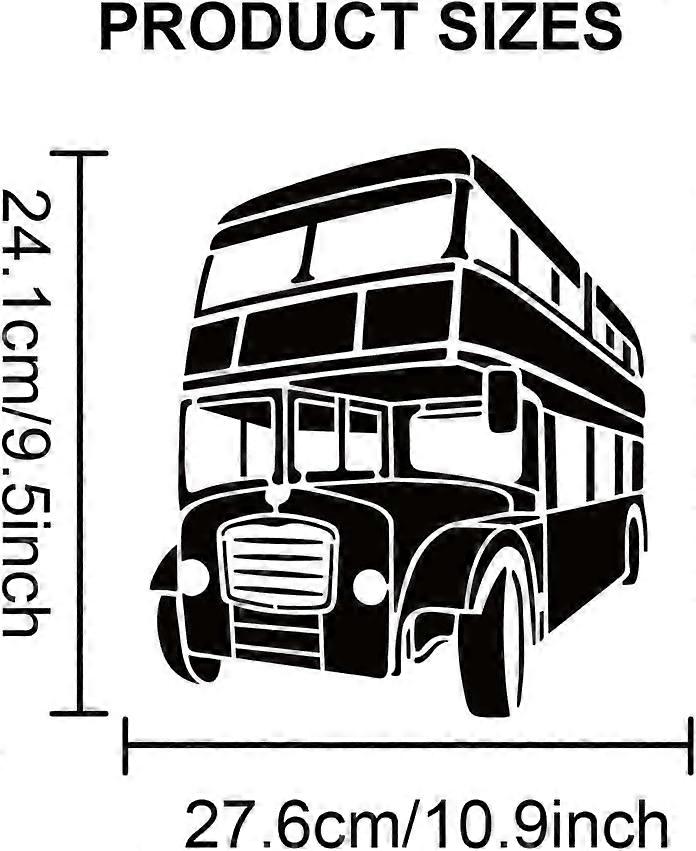 Retro Bus Stencil Template 11.811.8inch Large Double-Decker Bus Car ...