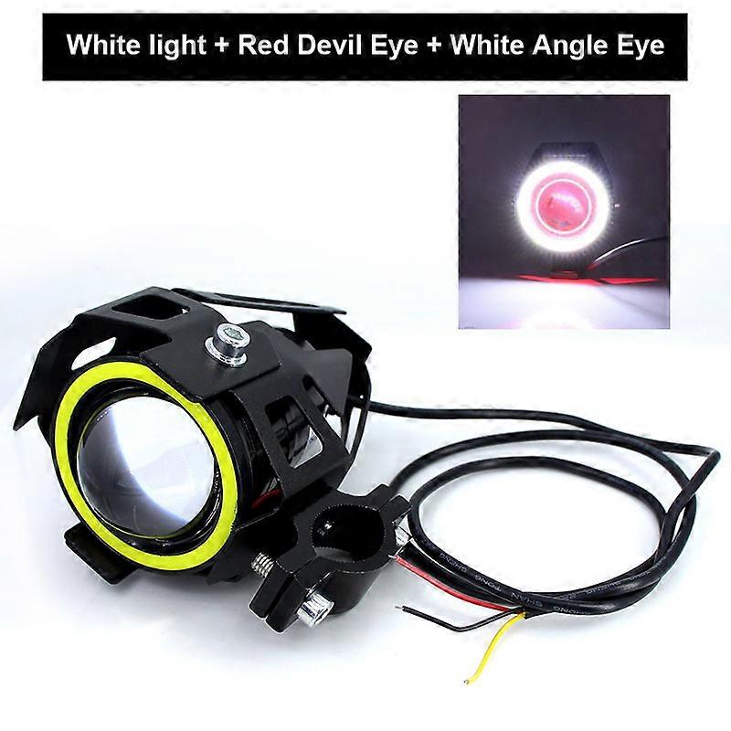 2PCS x 125W U7 Motorcycle Angel Eyes Headlight DRL spotlights auxiliary ...