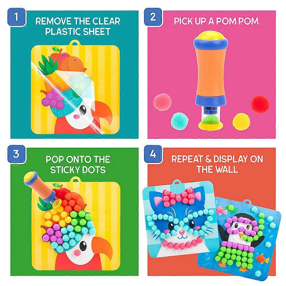 Girls Gifts Pom Pom Crafts Kit, Pom Pom Art Kit & Crafts, DIY School ...