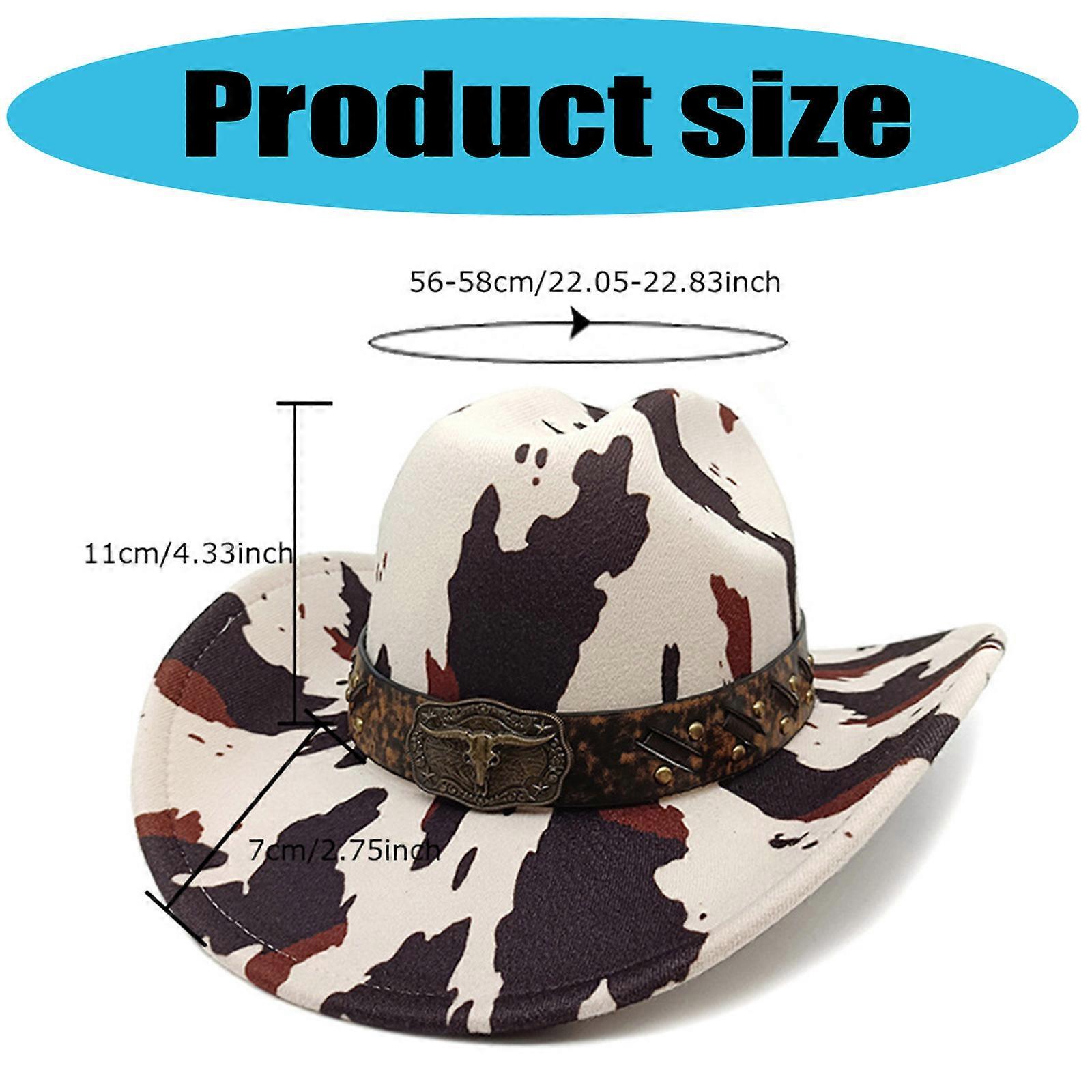 Antique Wide Brims Cowboy Hats with Cow Pattern Bull Head Belt Design ...