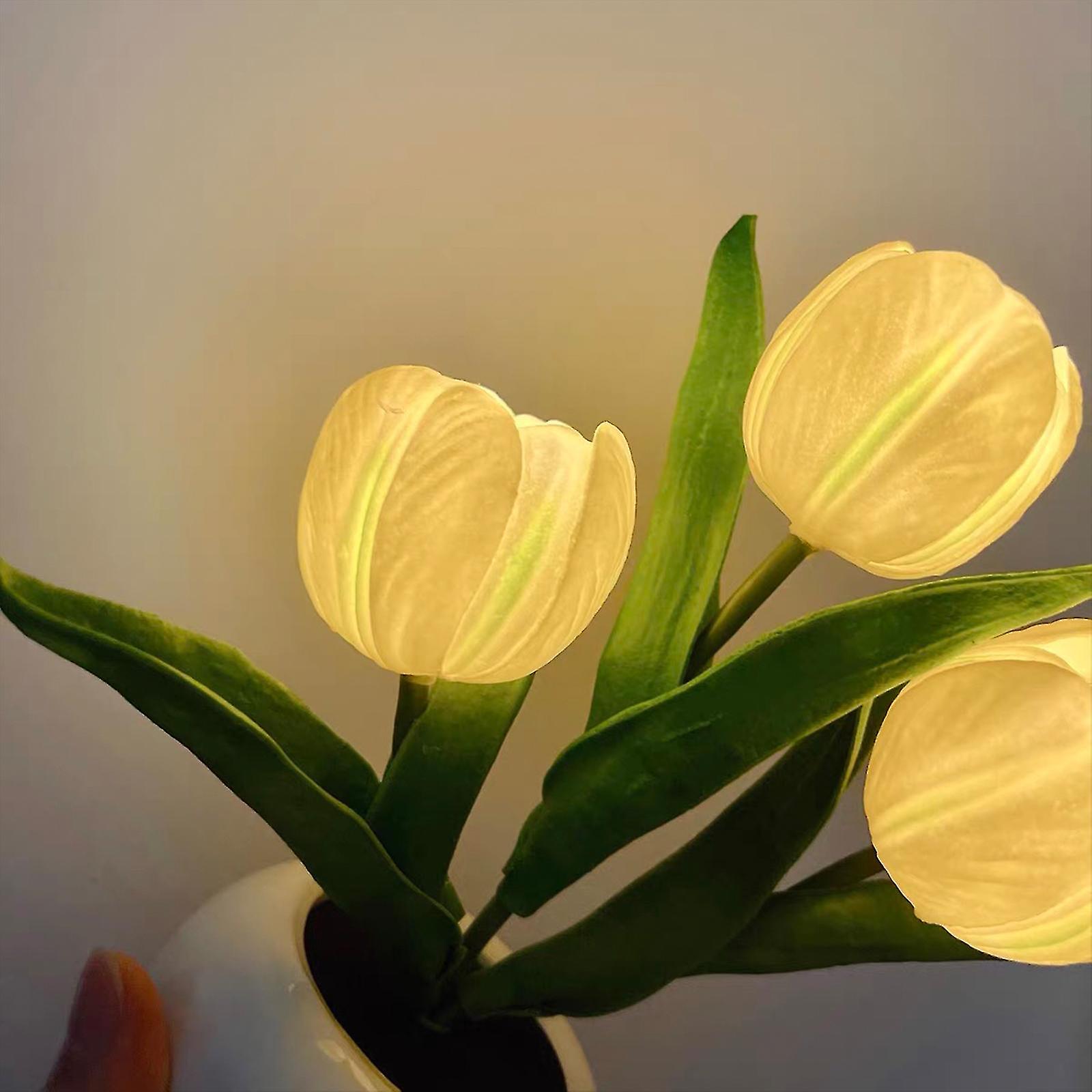 Handmade Tulip Night Light, Diy Home Decor Simulation Flower Bedroom Sleeping Table Lamp (3 ...