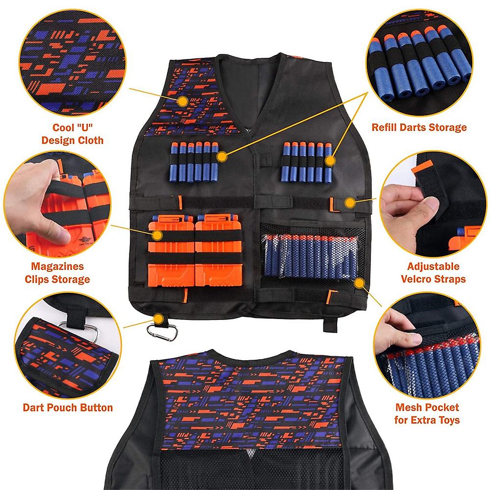 Kids Tactical Vest Adjustable Tactical Vest Jacket Kit For Toy Gun N ...