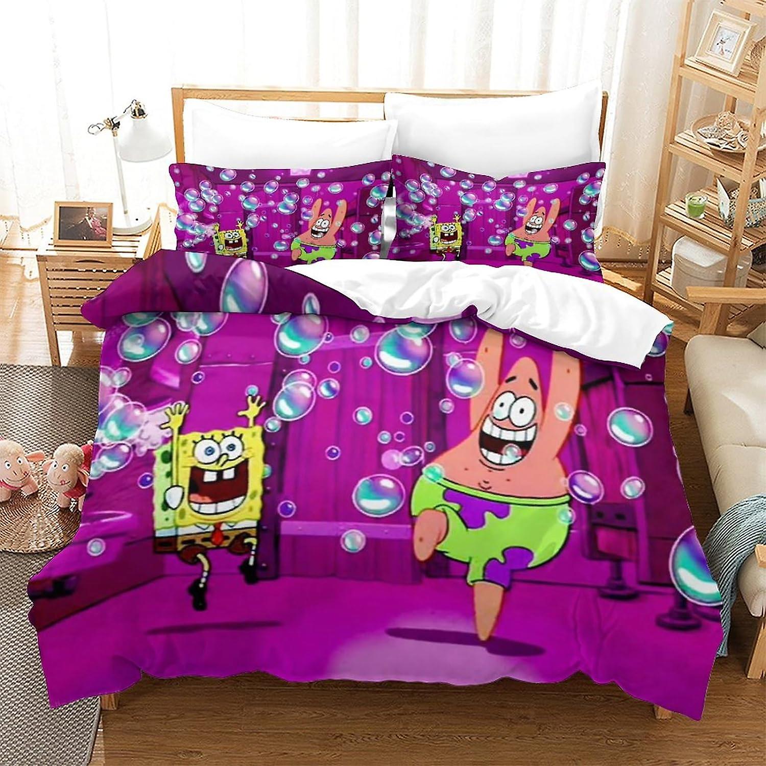 HOUKIG Spongebob Duvet Cover for Boys Girls Quilt Cover 3D Print Anime ...