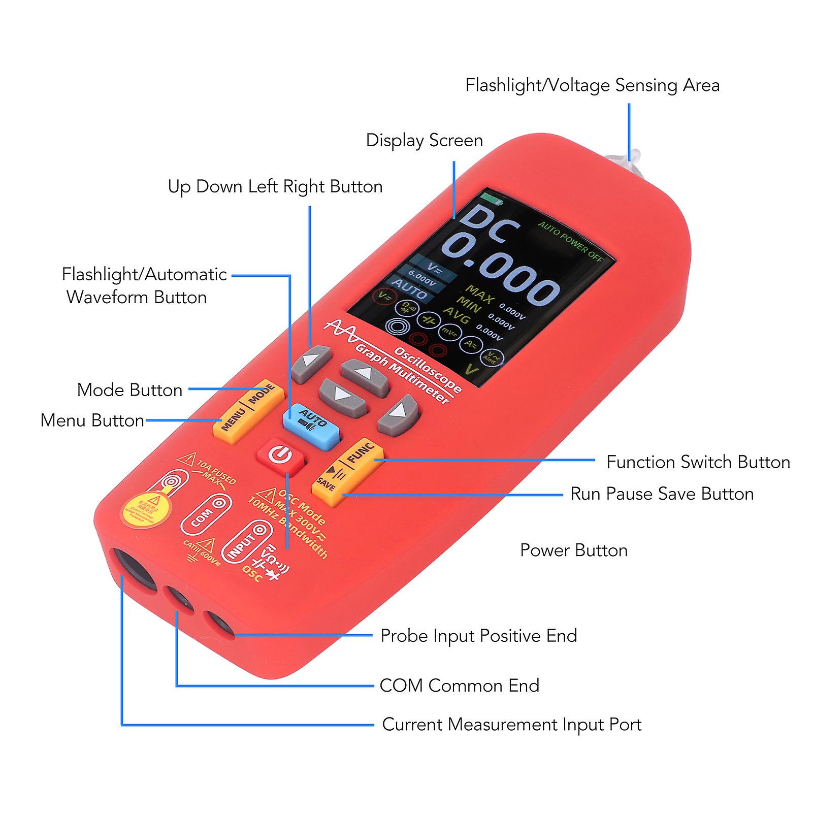 Oscilloscope Graph Multimeter Color Screen 6000 Counts Digital Tester ...