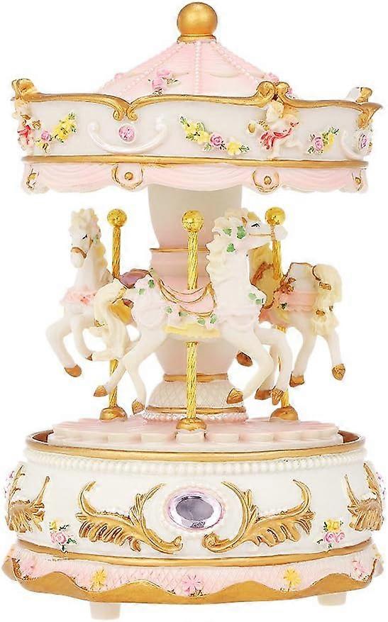 Mechanical Music Box Mini LED Carousel Colourful Carousel Musical Box ...