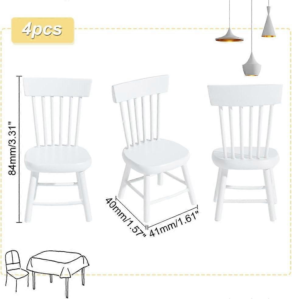 4pcs Dollhouse Furniture Chairs 1/12 Miniature Chairs Mini Wood Chair ...