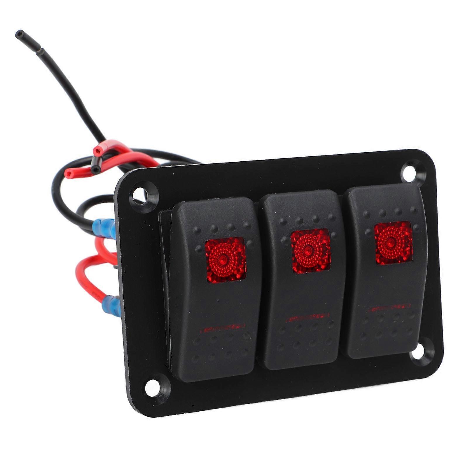 3 Gang Switch Panel Red Color Light Waterproof Corrosion Resisting ...