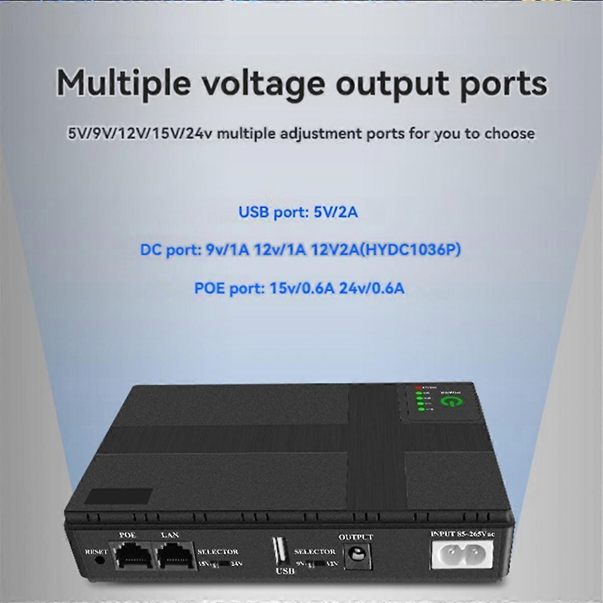 DC UPS Uninterrupted Power Supply 10400MAH Standby Power Supply 5V 9V 12V 15V 24V Support POE ...