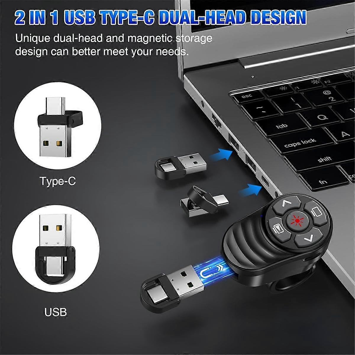 Rechargeable USB Type C Wireless Presentation Clicker, Finger Ring ...