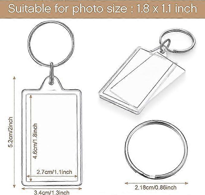 150 Pack Clear Acrylic Photo Picture Keychain Holder Rectangle Blank ...