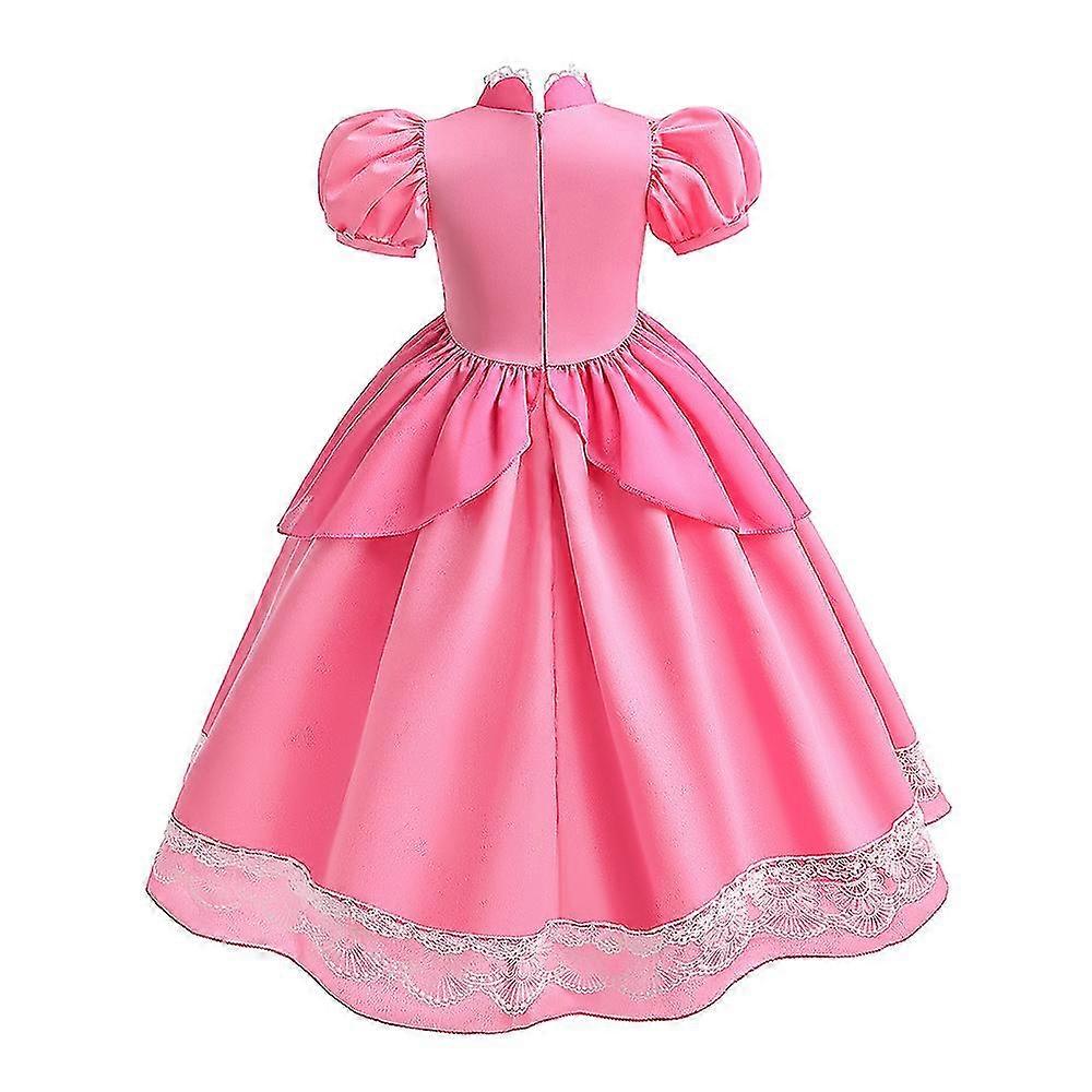 Super Mario Princess Peach Cosplay Costume Pink Dress Kids Girls ...