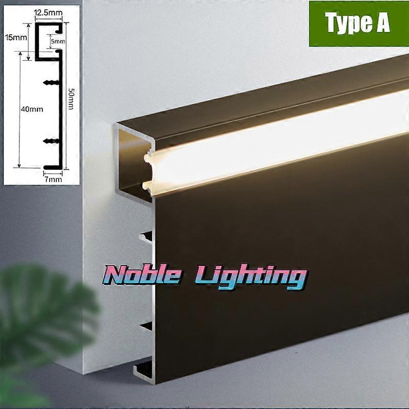 Dropship 1-1.5M 5cm LED Aluminium Profile Baseboard Hard Bar Strip ...