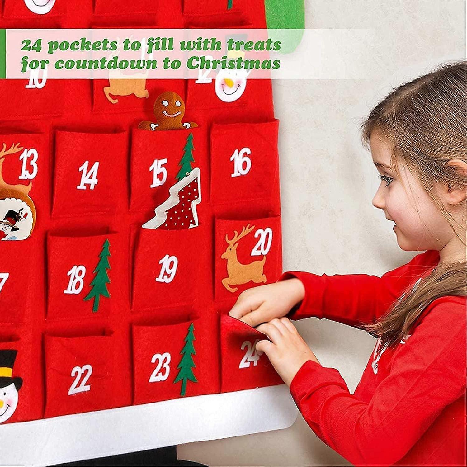 Felt Santa Advent Calendar, Fillable Advent Calendar for Kids, Fabric ...