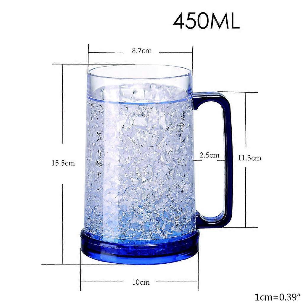 Freezer Ice Beer Mug Double Wall Gel Frosty Beer Cup Drinking Glasses ...
