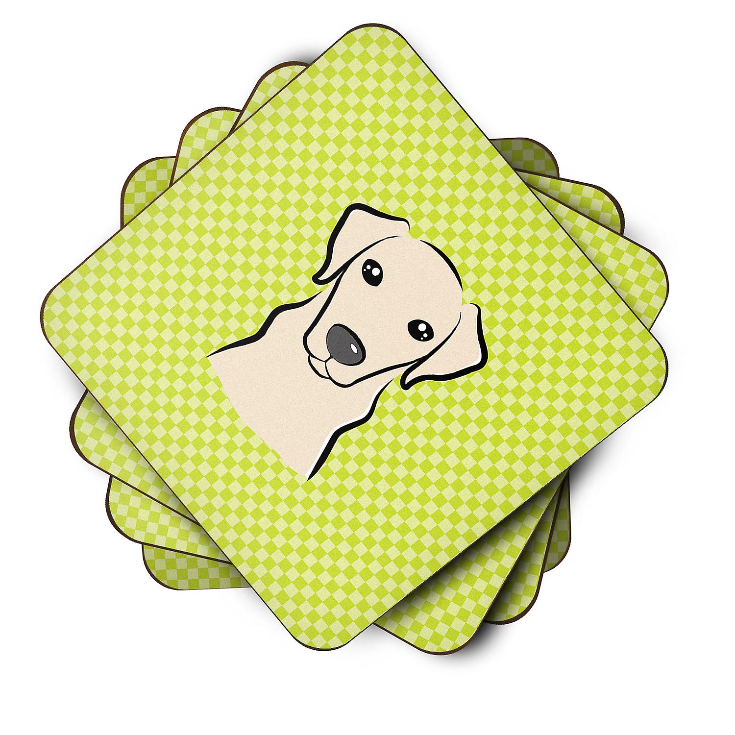 Checkerboard Lime Green Yellow Labrador Foam Coaster Set of 4 | Fruugo UK