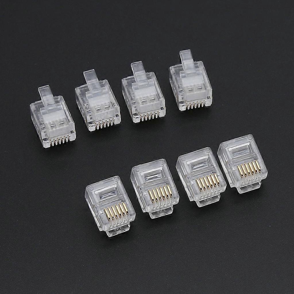 100pcs RJ12 6P6C Modular Cable Head Telephone Connectors Crystal Plugs ...