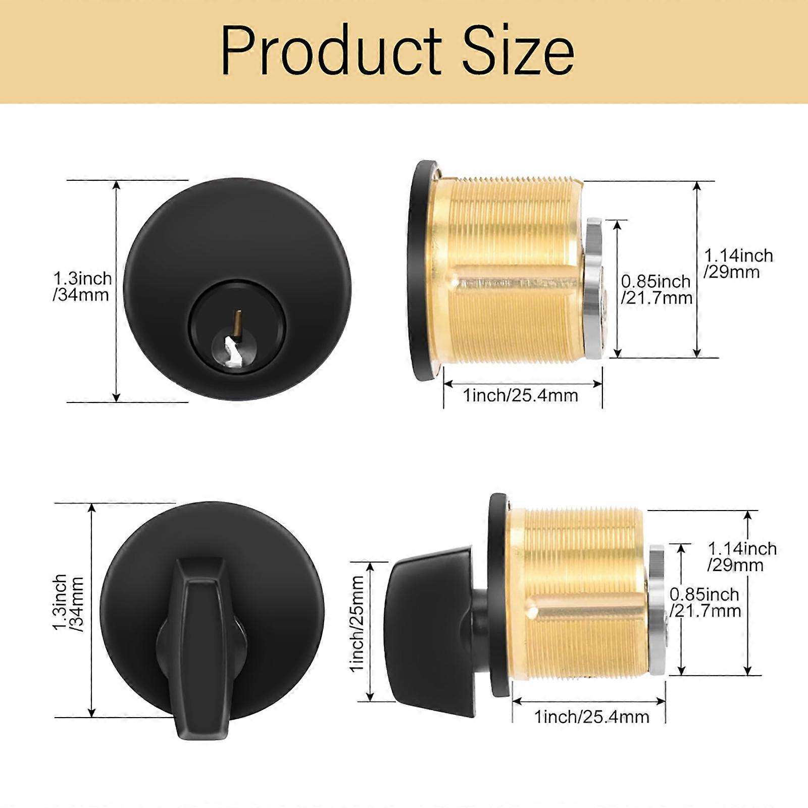 Solid Brass 1in Mortise Cylinder Lock Building Entry Lock Office Door ...