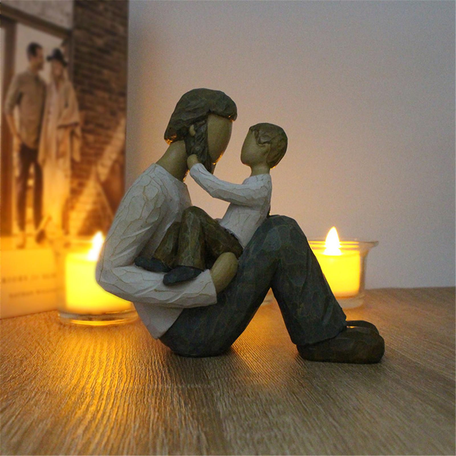 Resin Decor Father Son Miniature Family Figurine Ornament Modern ...
