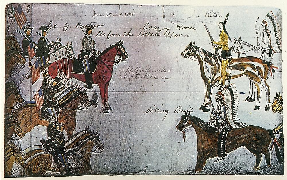 Little Bighorn, 1876. /Na Symbolic Depiction Of The Principals At The ...