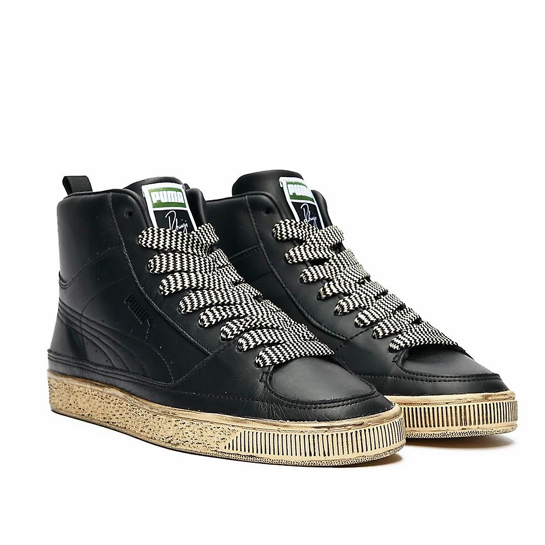 Puma x Rhuigi Mid Lace-Up Black Smooth Leather Mens Trainers 382156_01 ...