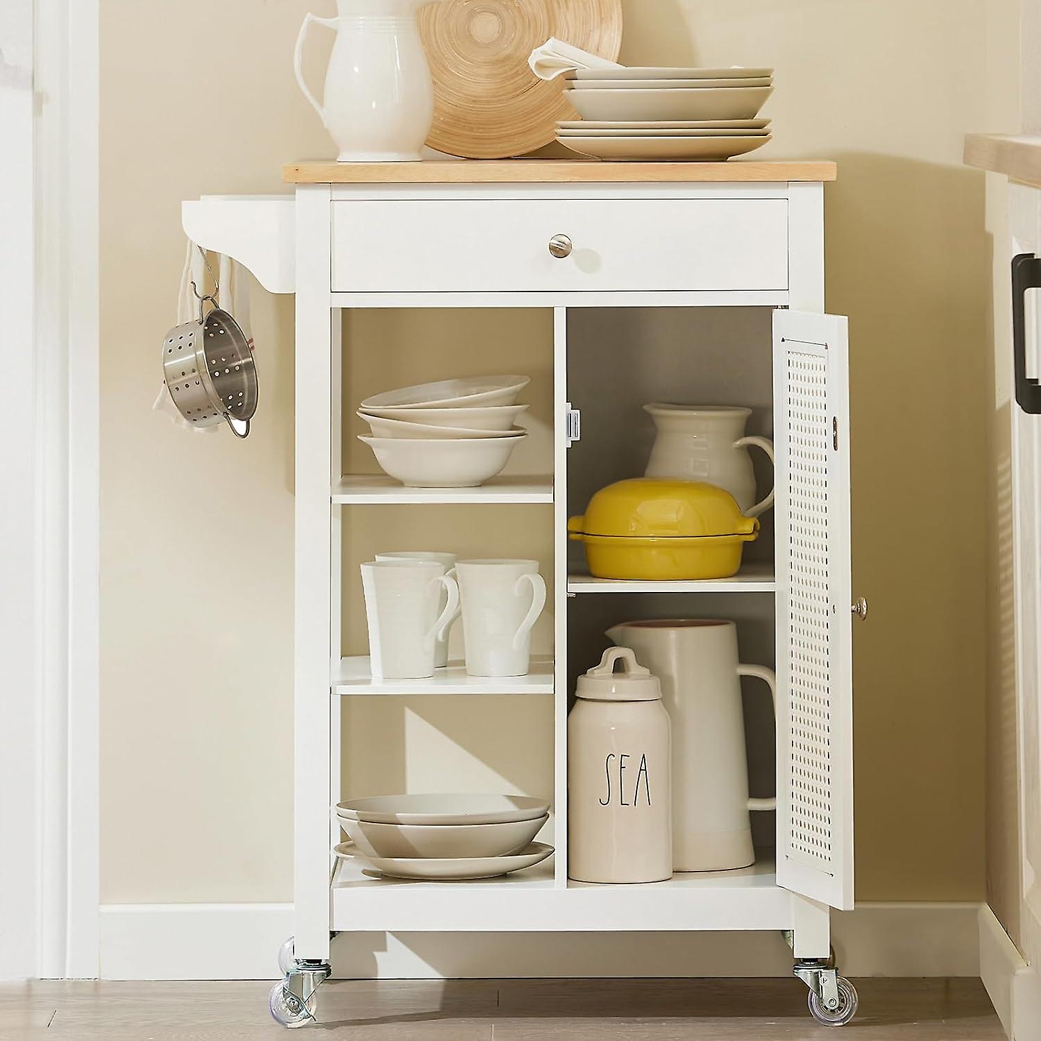 SoBuy Kitchen Storage Trolley with Lattice Design Door,FKW46-II-WN ...